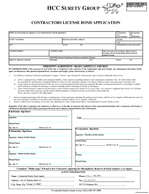 Fillable Online CONTRACTORS LICENSE BOND APPLICATION N - CSBA Fax Email ...