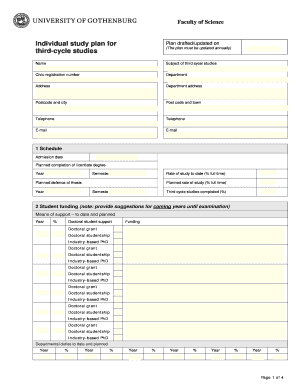 Fillable Online Individual study plan for - Gteborgs universitet Fax ...