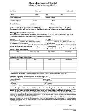 Fillable Online Shenandoah Memorial Hospital Financial Assistance ...