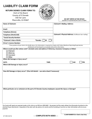 Fillable Online Risk Management Division - El Dorado County California Fax Email Print - pdfFiller