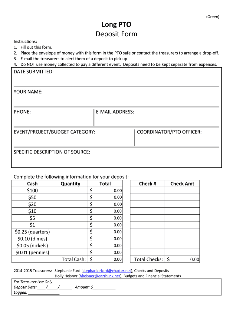 Fillable Online go lindberghschools Long PTO Deposit Form - Lindbergh ...