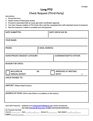 Fillable Online go lindberghschools Orange Long PTO Check Request Third ...