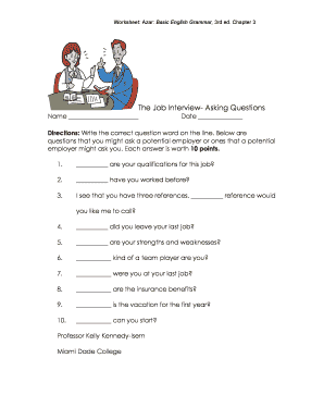 Fillable Online The Job Interview- Asking Questions - AzarGrammarcom Fax Email Print - pdfFiller