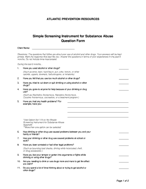 Fillable Online bhr gptchb Simple Screening Instrument for Substance ...