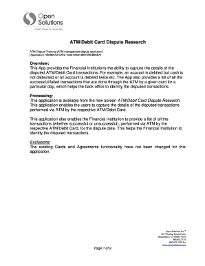 Fillable Online ATM/Debit Card Dispute Research Fax Email Print - pdfFiller