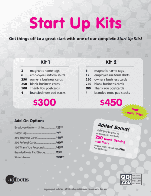 Fillable Online Start Up Kits Fax Email Print - pdfFiller