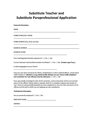 Fillable Online ouray k12 co Substitute Teacher and Substitute ...