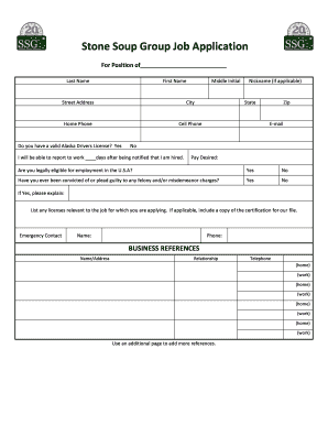 Fillable Online Stone Soup Group Job Application Fax Email Print ...