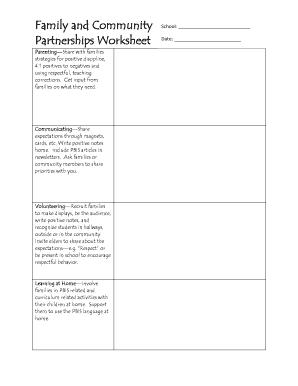 Fillable Online Family and Community Partnerships Worksheet Date Fax ...