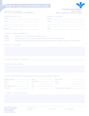 Fillable Online bonsecours DIABETES CARE CENTRE REFERRAL FORM - Bon ...