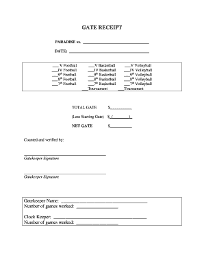 Fillable Online pisd GATE RECEIPTdocx - pisd Fax Email Print - pdfFiller