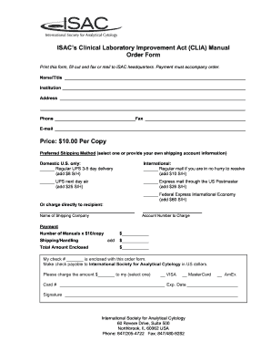 Fillable Online isac-net ISACs Clinical Laboratory Improvement Act CLIA ...