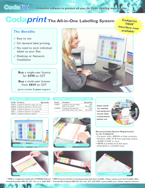 Fillable Online Codaprint The All-in-One Labelling System Fax Email ...