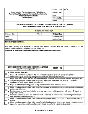 Fillable Online CERTIFICATION OF STRUCTURAL GEOTECHNICAL ANDSCOURING ...