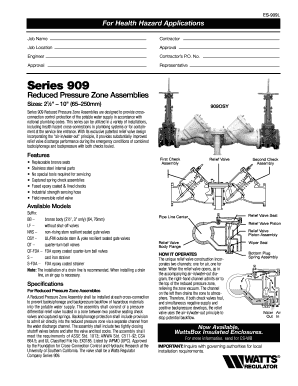 Fillable Online Series 909 - Watts Industries Europe Fax Email Print ...