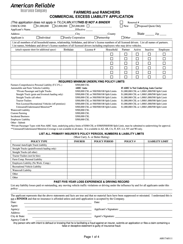 Fillable Online FARMERS and RANCHERS - Corinthian Insurance Agency Fax ...
