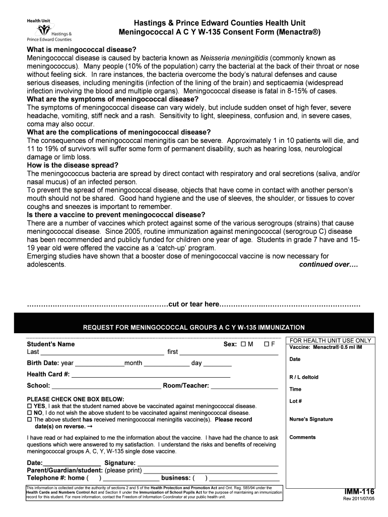Fillable Online forms hpechu on Meningococcal C-Conjugate Vaccine ...