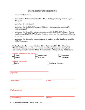 Fillable Online iecofwa Statement of Understanding 14-15doc Fax Email ...