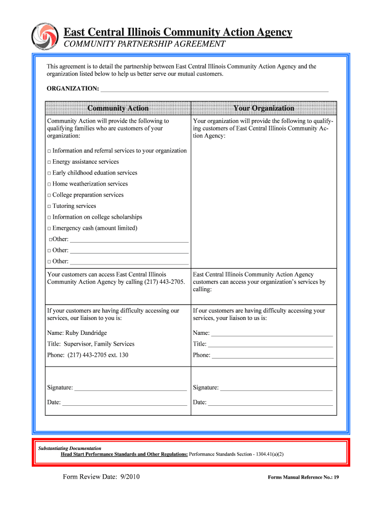 Fillable Online comaction COMMUNITY PARTNERSHIP AGREEMENT - comaction ...