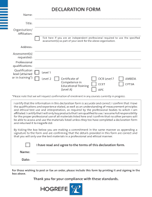 Fillable Online hogrefe co CUSTOMER QUALIFICATION DECLARATION FOR ...