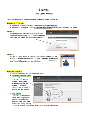 Fillable Online Welcome to SysAid, the new Helpdesk work order system ...