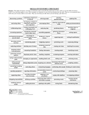 Fillable Online SKILLS INVENTORY CHECKLIST Fax Email Print - pdfFiller
