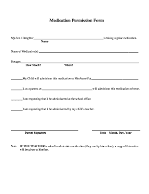Fillable Online Medication Permission Form - splcscom Fax Email Print - pdfFiller