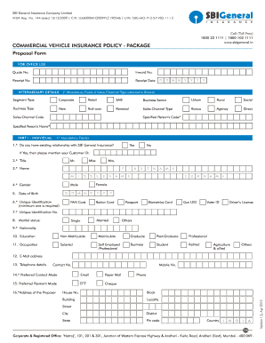 Fillable Online sbigeneral Comm Vehicle Proposal Form 1 - SBI General ...