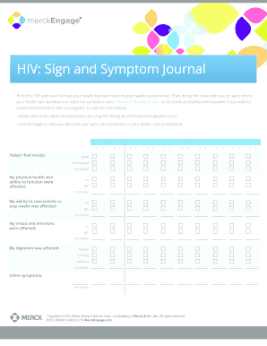 Fillable Online HIV: Sign and Symptom Journal Fax Email Print - pdfFiller