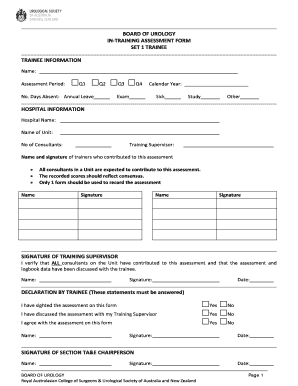 Fillable Online usanz org BOARD OF UROLOGY IN TRAINING ASSESSMENT FORM ...