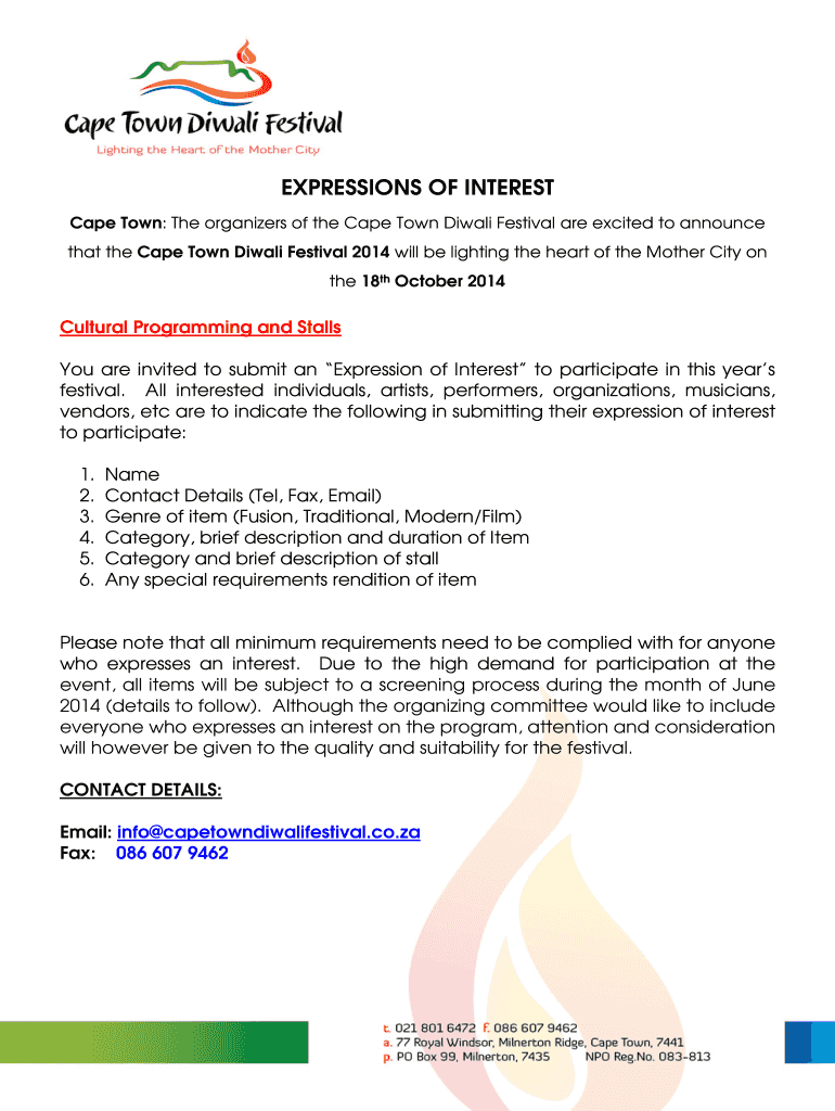 Fillable Online maharajgroup co EXPRESSIONS OF INTEREST - bmaharajgroupbbcobbzab - maharajgroup ...