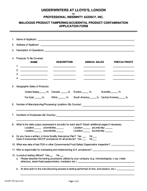 Fillable Online Malicious Product TamperingAccidental Product ...