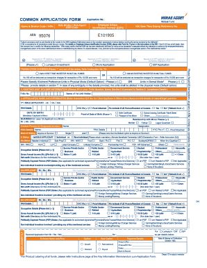 Fillable Online moneymantra COMMON APPLICATION FORM Application No Name ...