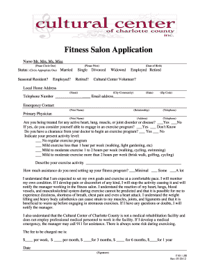 Fillable Online Fitness Salon Application - btheculturalcenterbbcomb ...
