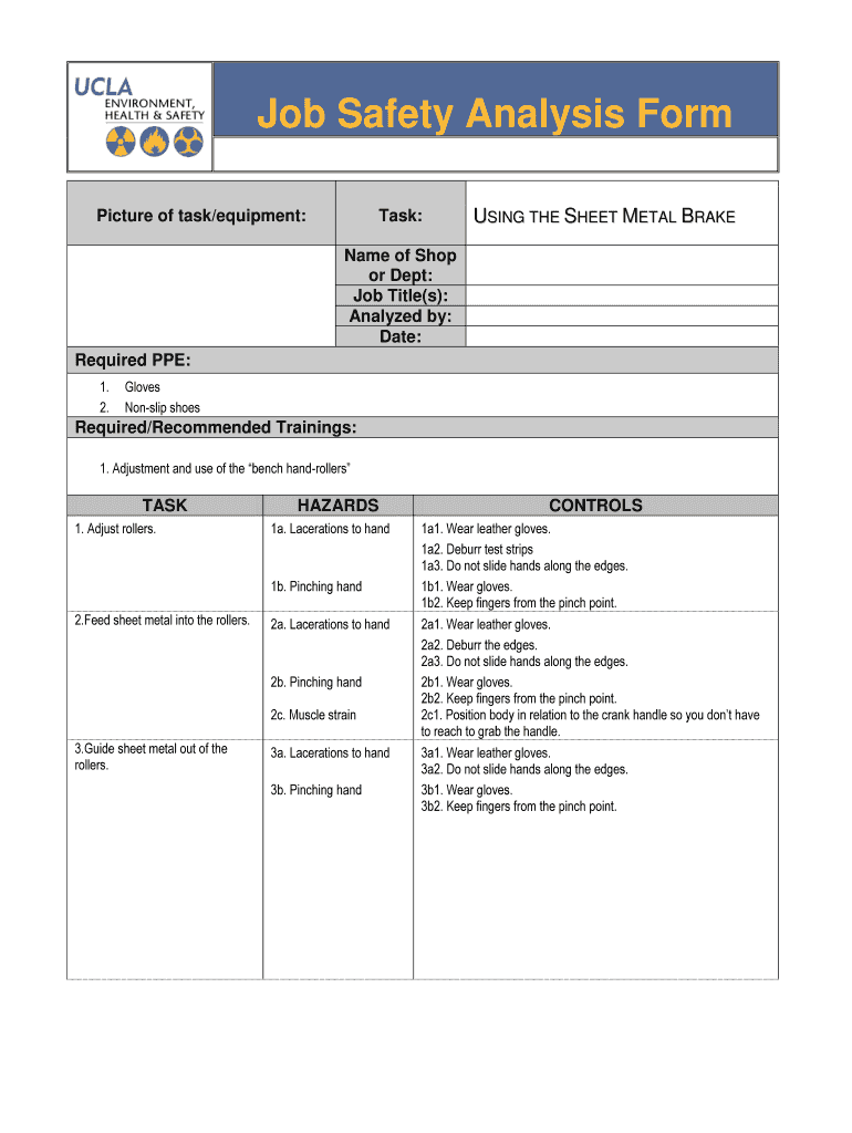 Fillable Online USING THE SHEET METAL BRAKE Fax Email Print - pdfFiller