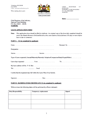 Fillable Online baraka LEAVE FORM -June b2013b - The Judiciary - baraka ...