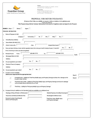 Fillable Online PROPOSAL FOR MOTOR INSURANCE - Guardian Group Fax Email ...