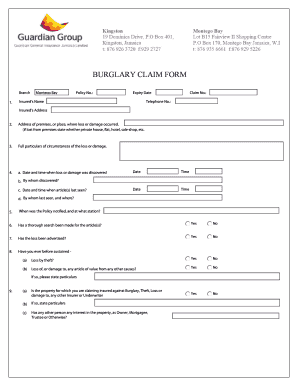 Fillable Online BURGLARY CLAIM FORM - Guardian Group Fax Email Print ...