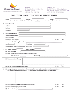 Fillable Online EMPLOYERS' LIABILITY ACCIDENT REPORT FORM Fax Email ...