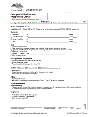 Fillable Online hiphealth Orthopaedic Hip Fracture Preoperative Orders ...