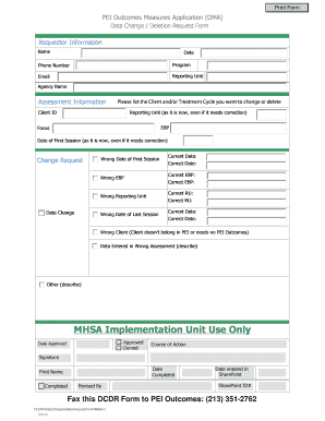 Fillable Online Data Change Deletion Request Form - PBworks Fax Email ...
