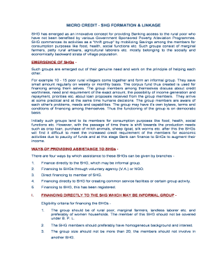 Fillable Online MICRO CREDIT - SHG FORMATION & LINKAGE Fax Email Print ...