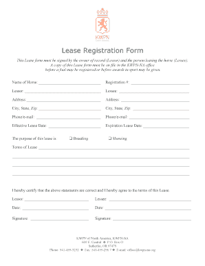 Fillable Online kwpn-na Lease Registration Form - kwpn-naorg Fax Email ...