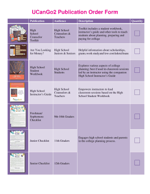 Fillable Online ucango2 BUCanGo2b Publication Order Form Fax Email ...