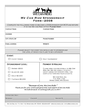 Fillable Online We Can Ride Sponsorship Form2008 Fax Email Print ...