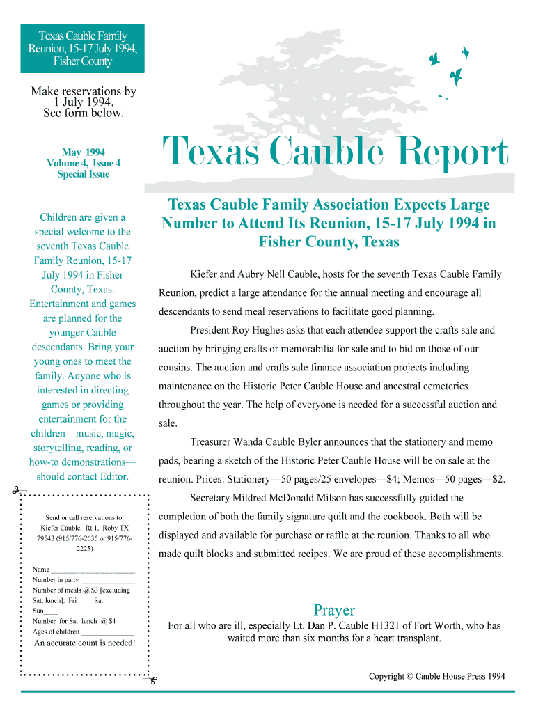 Fillable Online cauble-rotan Texas bCaubleb Family Reunion 15-17 July ...