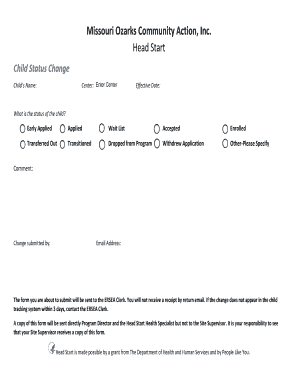 Fillable Online mocaonline Child Status Change Fax Email Print - pdfFiller