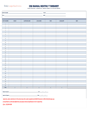 Fillable Online sharedservices berkeley Css manual monthly timesheet ...