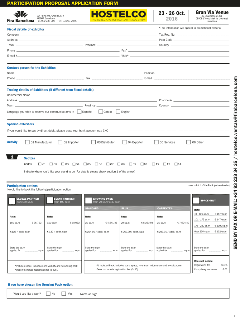 Fillable Online media firabcn PARTICIPATION PROPOSAL APPLICATION FORM Fax Email Print - pdfFiller