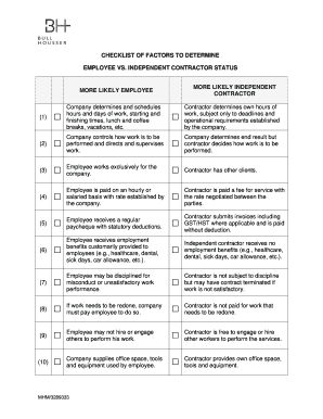 Fillable Online CHECKLIST OF FACTORS TO DETERMINE Fax Email Print ...